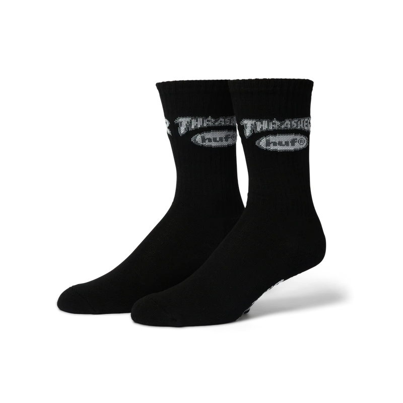HUF x Thrasher Logo Sock (Black) – Theory Skate Shop